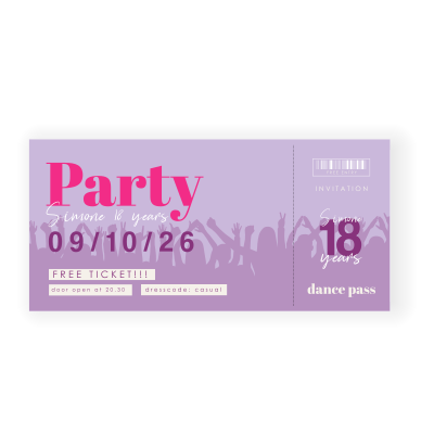 Coole Birthdayparty-Einladung in Ticketform